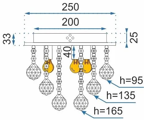 Toolight - Křišťálová stropní lampa 3xG9 APP404-4C, chromová, OSW-00551