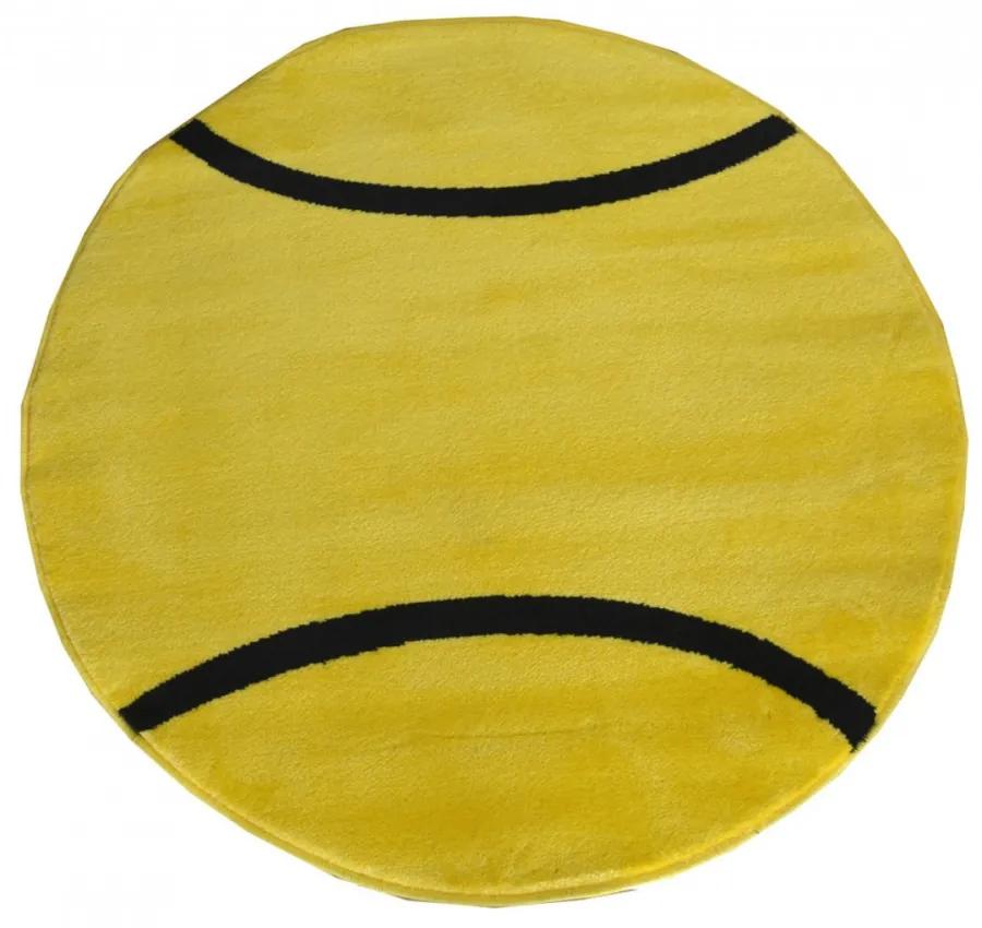 Dětský kusový koberec Tenis žlutý kruh, Velikosti 100x100cm