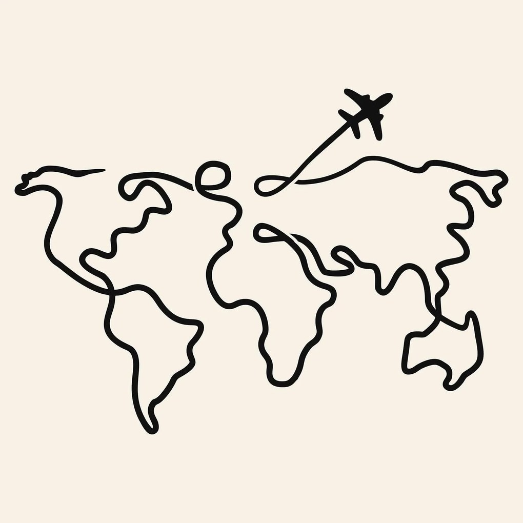 DUBLEZ | Minimalistická mapa světa na zeď | Obraz