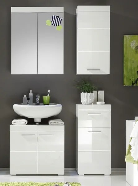 Koupelnová skříňka pod umyvadlo Amanda 301, lesklá bílá