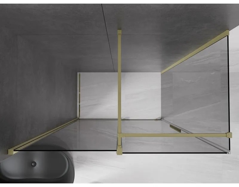 Mexen Velar, sprchový kout s posuvnými dveřmi 130 x 70 cm, 8mm šedé sklo, zlatá matná, 871-130-070-41-55