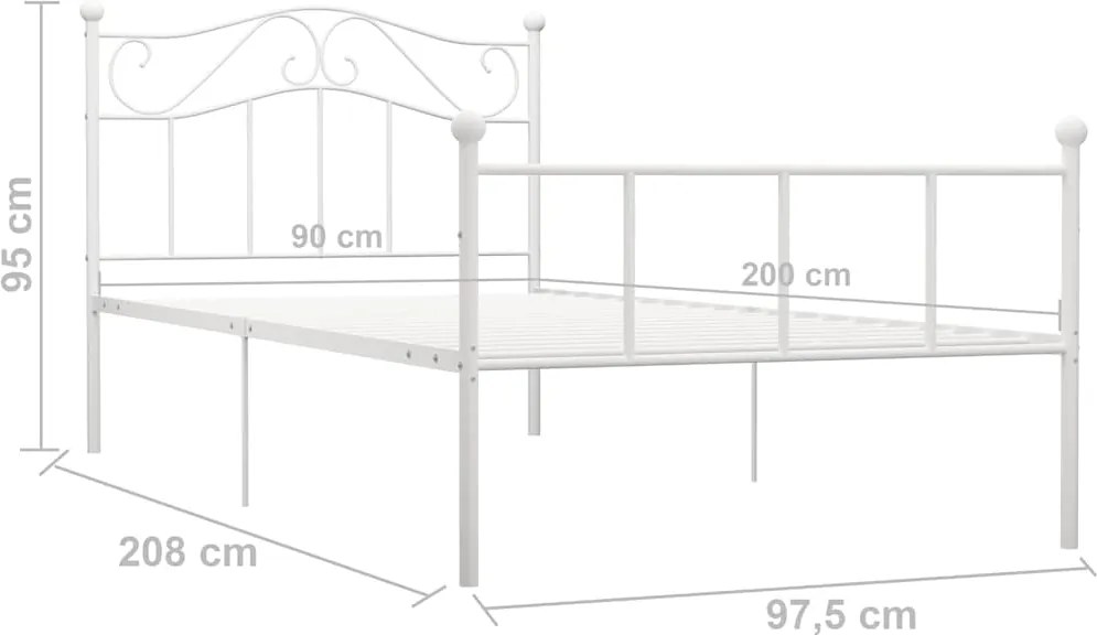 Rám postele bílý kov 90 x 200 cm 284516