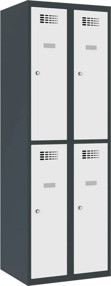 MALOW Šatní skříň dělená Sus 322 W šířka 600 mm [světle šedá, světle šedá, cylindrický zámek]