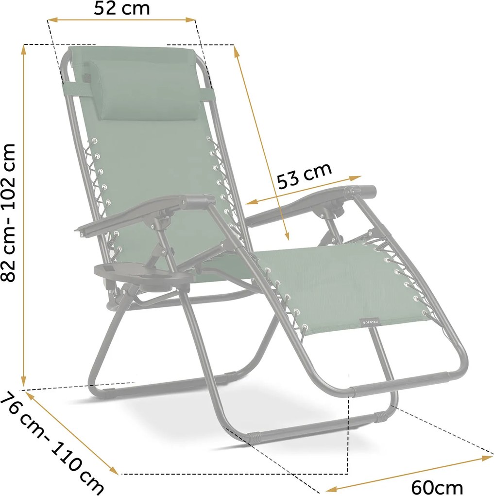 Skládací zahradní lehátko s polštářem Sofotel ChillWell, sada 2 kusy, zelené