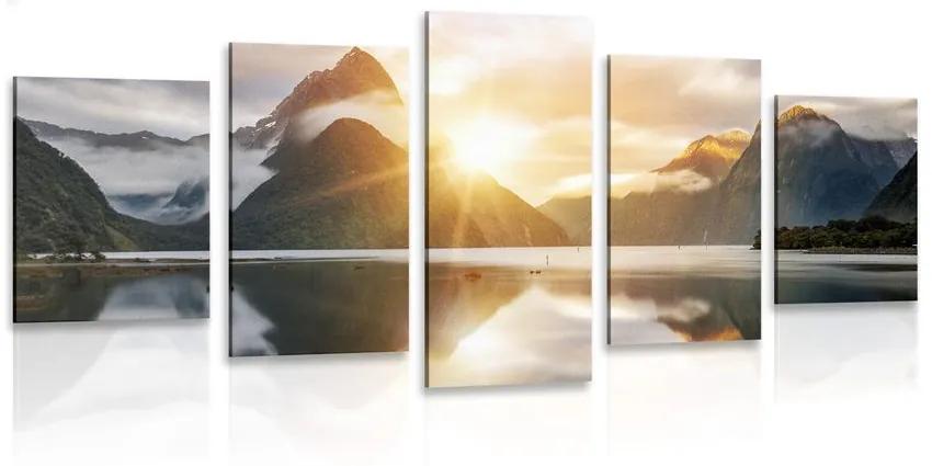 5-dílný obraz krásný východ slunce na Novém Zélandu Varianta: 100x50