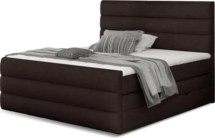 Kontinentální boxspring postel Carmen, hnědá 160x200cm (sawana 26/ Cand 15)
