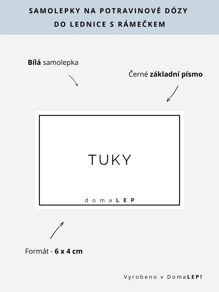 TUKY - Samolepka s rámečkem na dózy do lednice, 6 x 4 cm