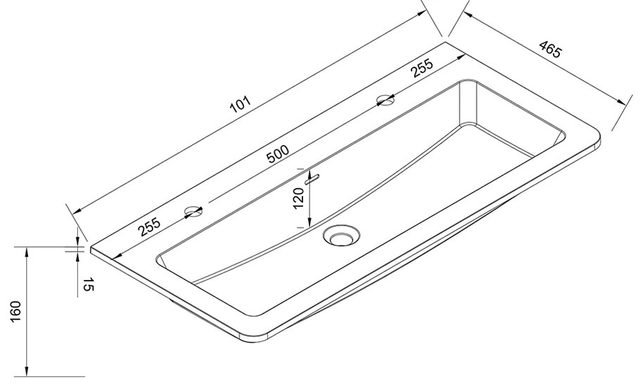 Mereo Siena koupelnová skříňka s umyvadlem z litého mramoru 101 cm antracit mat CN432M2