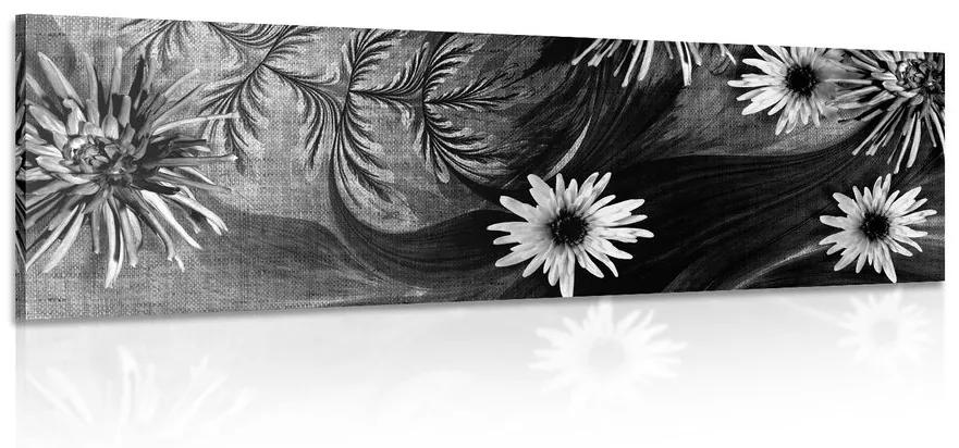 Obraz květiny na černobílém pozadí Varianta: 120x40