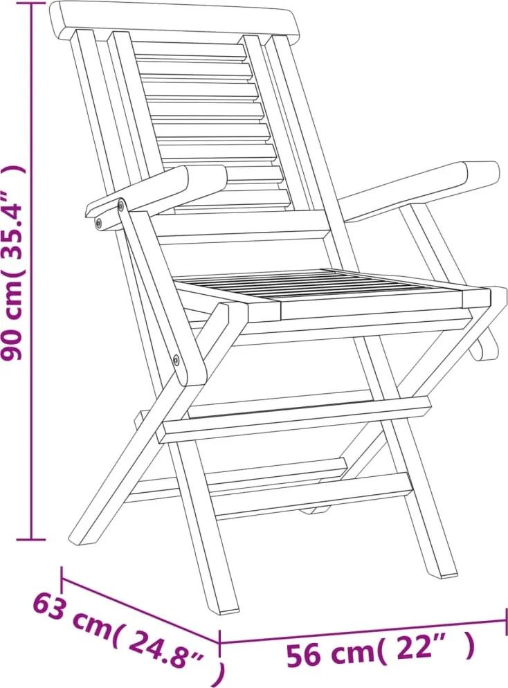 vidaXL Skládací zahradní židle 4 ks 56x63x90 cm masivní teakové dřevo [3155049]