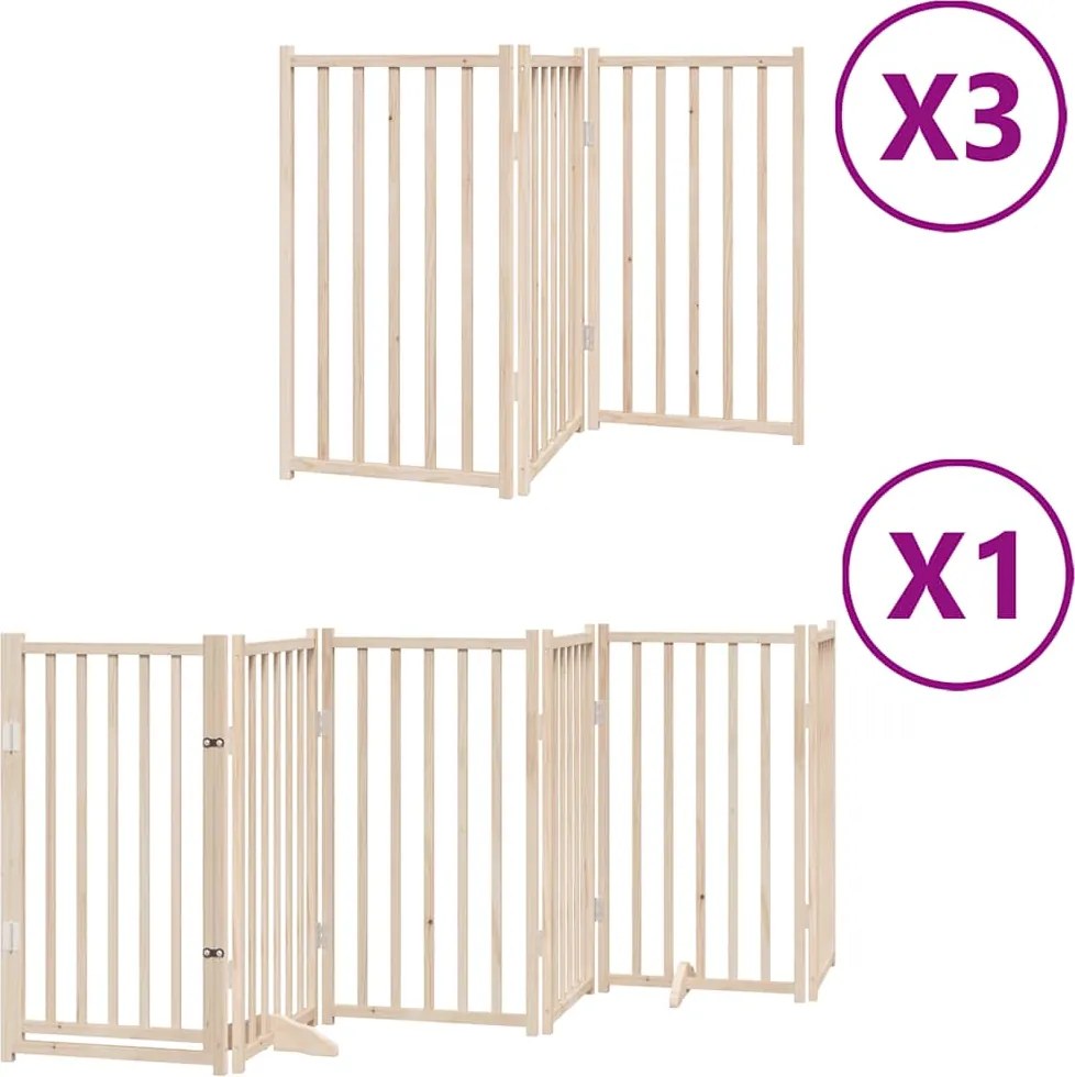 Zábrana pro psy s dvířky skládací 15 panelů 750 cm topol 3155702