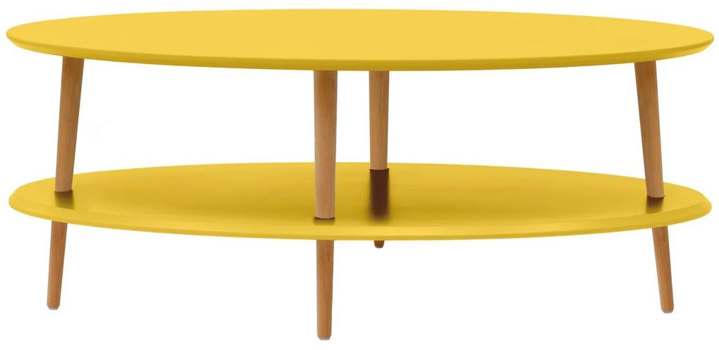 Ragaba Oválný konferenční stolek Otorten Low, 110x70x45 cm, žlutá/přírodní