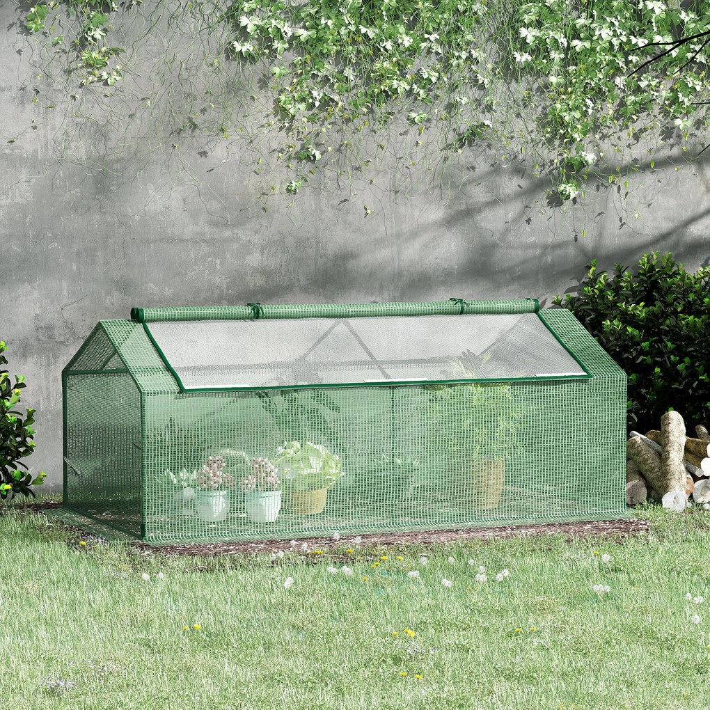Outsunny polytunelový skleník s oknem Skleník na rajčata Studený rám 180 x 90 x 70 cm Zelený