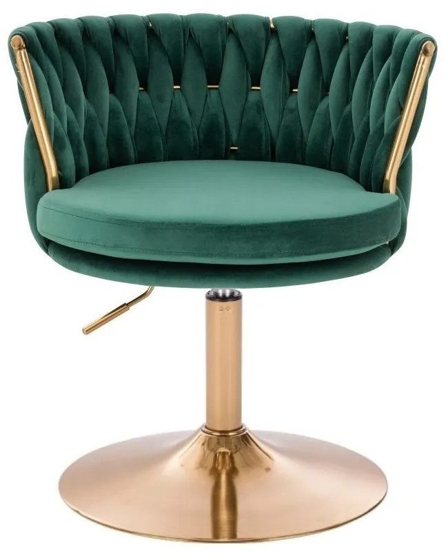 LuxuryForm DESIGN Otočná židle LYON VELUR na zlatém talíři - zelená