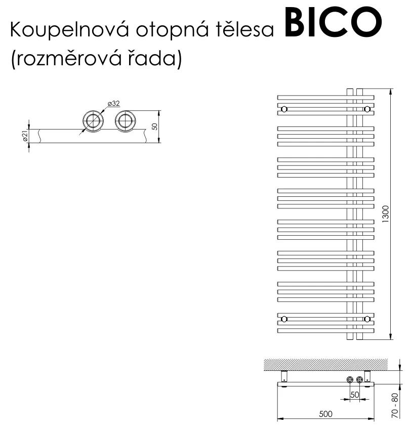 ELVL Bitherm koupelnové otopné těleso BICO 500 x 1300 mm Chrom ELVL1747