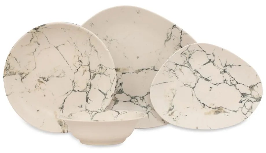 24dílná sada porcelánového nádobí Kütahya Porselen Light Marble