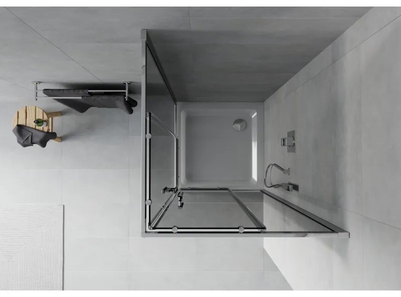 Mexen Rio čtvercový sprchový kout 70 x 70 cm, šedé sklo-chromový profil+ sprchová vanička, 860-070-070-01-40-4010