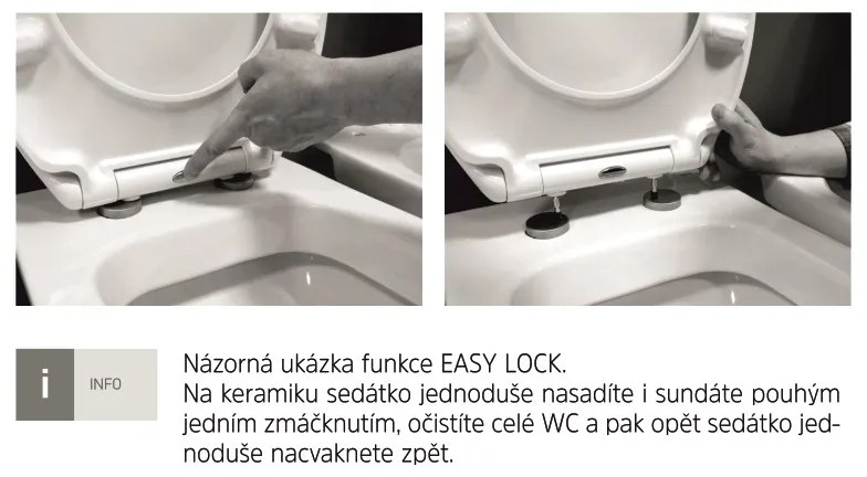 Mereo Samozavírací WC sedátko, duroplast, bílé, s odnímatelnými panty CLICK - II. jakost