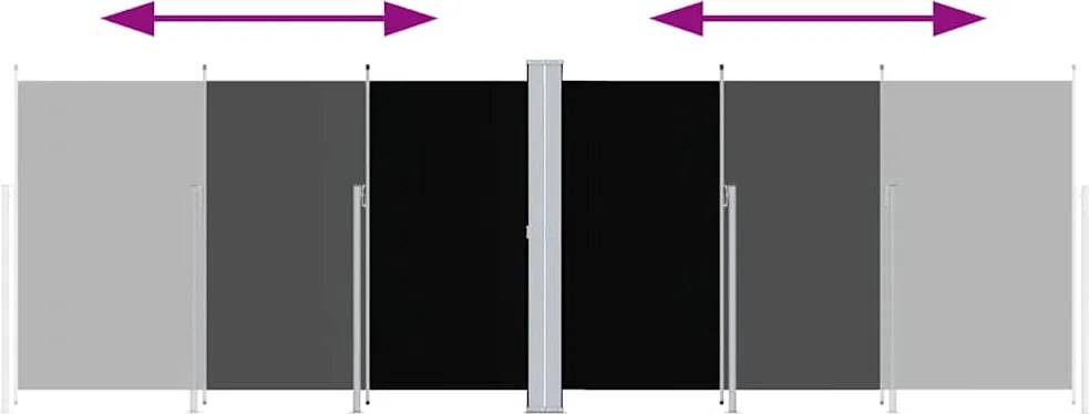 Zatahovací boční markýza černá 200 x 600 cm 318006