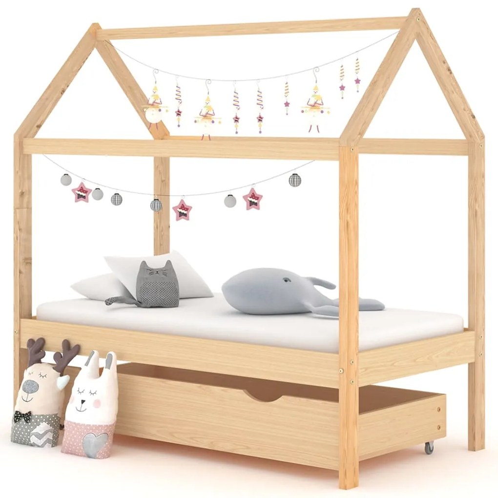 Rám dětské postele se zásuvkou masivní borovice 70 x 140 cm - Default Title
