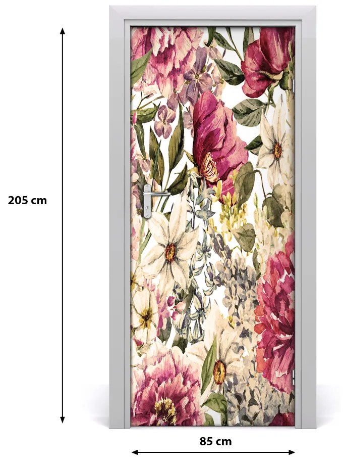 Samolepící fototapeta na dveře květinový vzor 85x205 cm