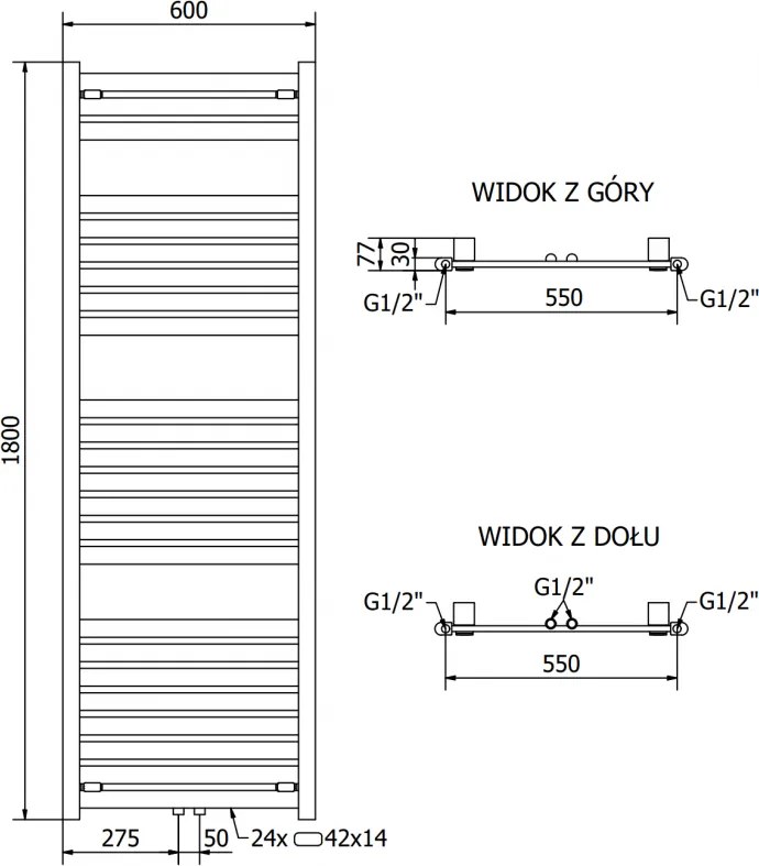 Mexen Uran, elektrické topné těleso 1800x600 mm + topná tyč 900 W, bílá, W105-1800-600-2900-20