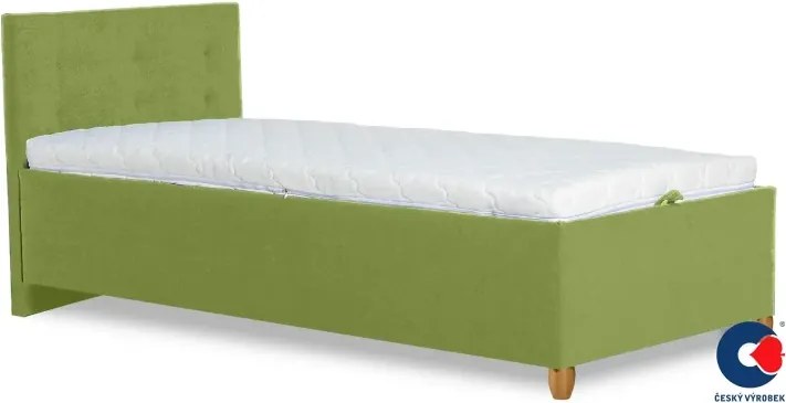 Postel ALMA s lamelovým roštem 2, 200x80, zelená (č.29/nohy buk)