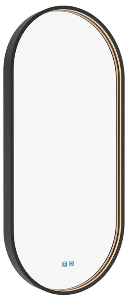 Nimco - Zrcadlo s LED osvětlením, 45x90 cm, dotykový senzor, černá ZPC 32003LVX-90