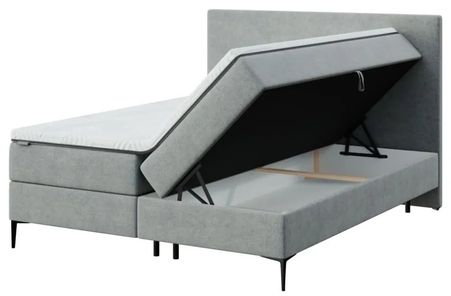 Šedá boxspring postel s úložným prostorem 160x200 cm Bufo – MESONICA