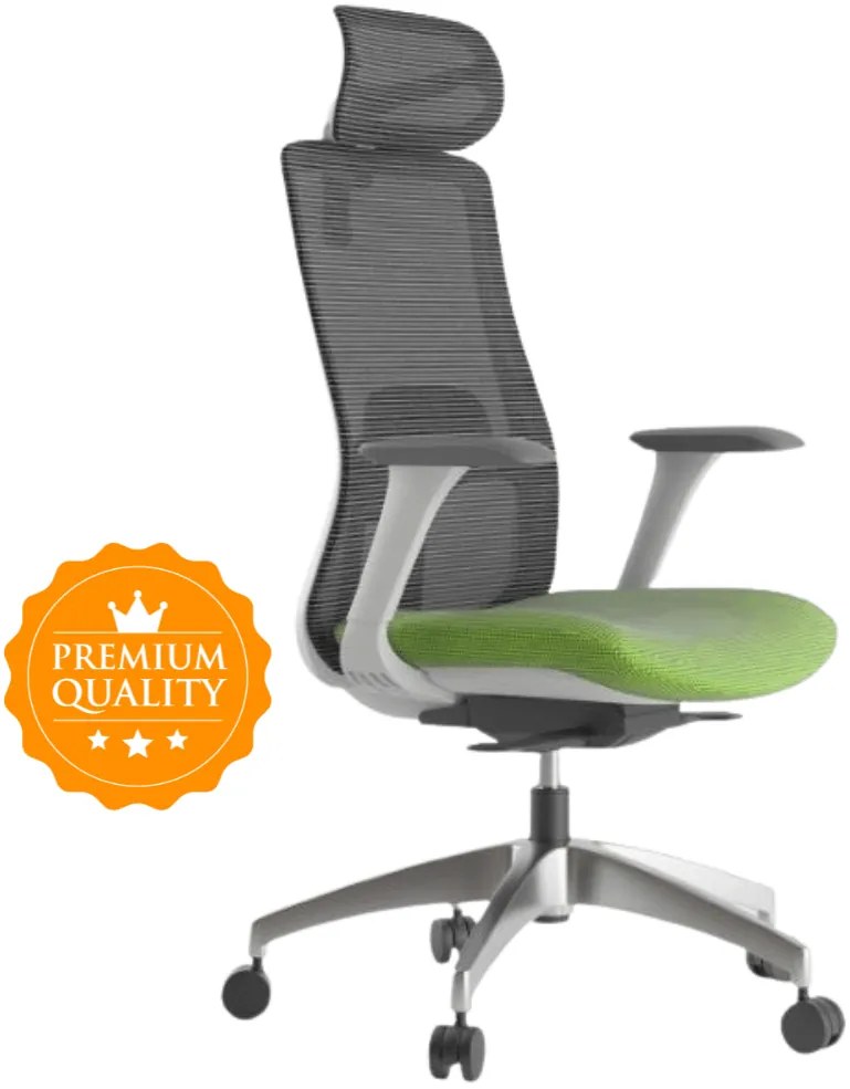 MERCURY Ergonomická kancelářská židle TIANA - šedá síťovina / zelená látka