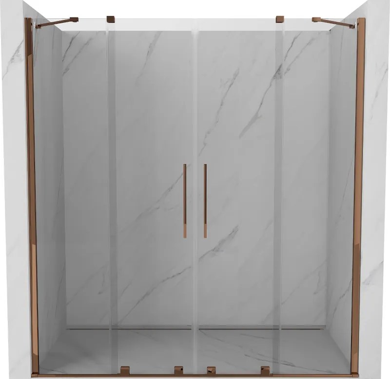 Mexen Velar Duo, posuvné dveře do otvoru 180x200 cm, 8mm čiré sklo, růžové zlato, 871-180-000-02-60
