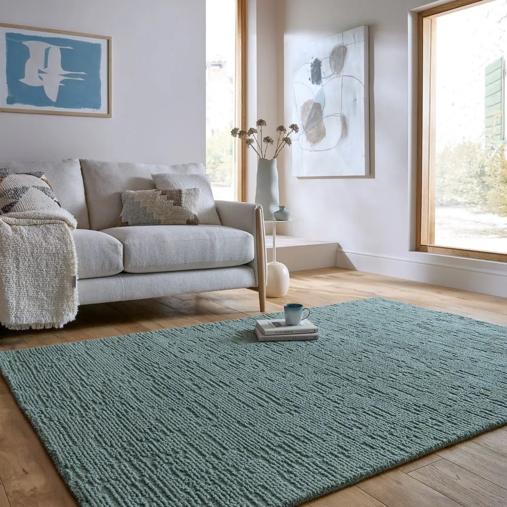 Šedomodrý ručně tkaný vlněný koberec 120x170 cm Harris Boucle – Flair Rugs