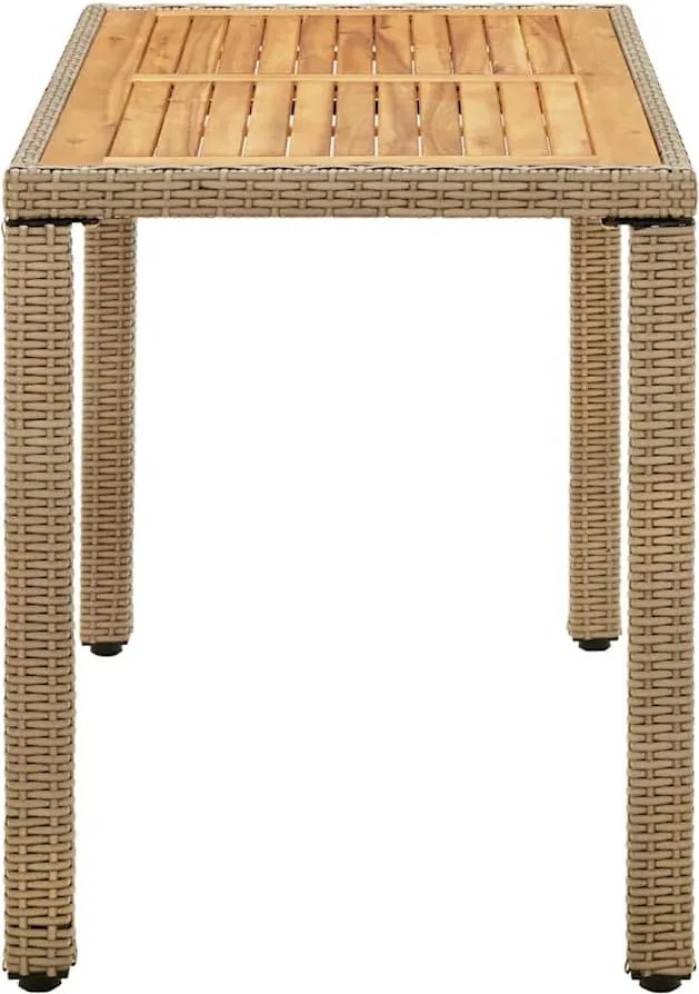 Zahradní stůl béžový 123x60x74 cm polyratan a masivní akácie 316797