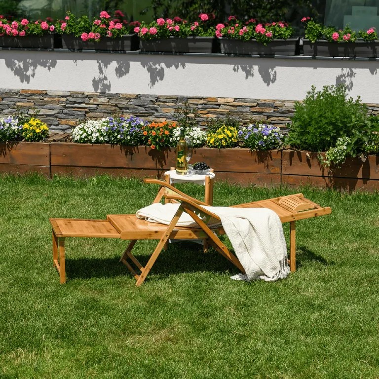 Zahradní polohovací křeslo, přírodní, bambus, VARDON