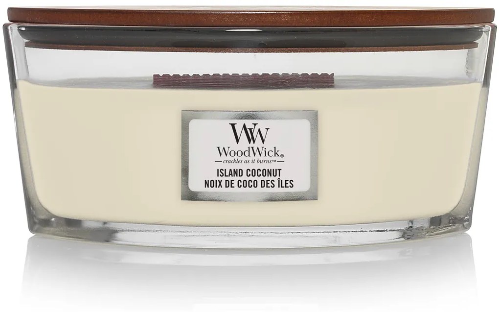 WoodWick – svíčka Island Coconut (Kokosový ostrov), 453 g