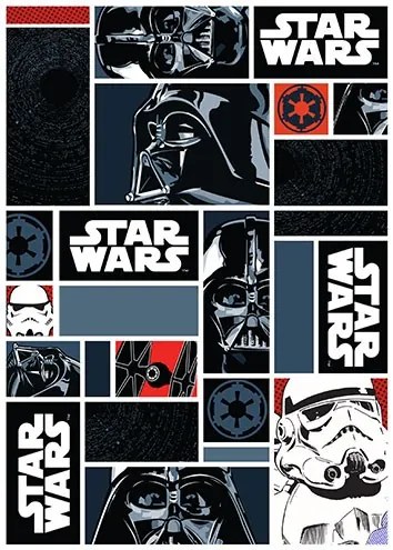 Vopi | Dětský koberec Star Wars 01 Icons, černý/bílý