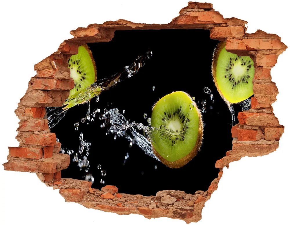 Wallmuralia Nálepka 3D díra na zeď samolepící Kiwi a voda 90x70 cm