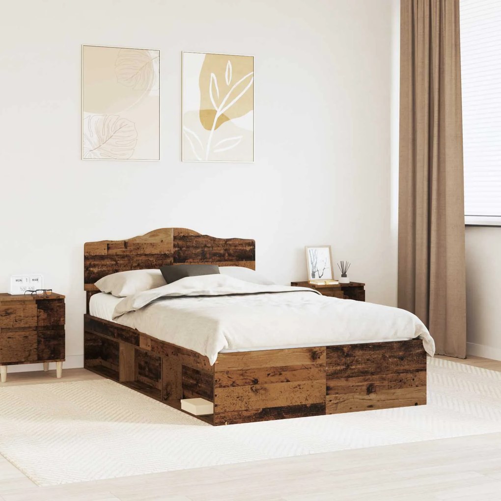 Rám postele Staré dřevo 135 x 190 cm Masivní borové dřevo 3412914