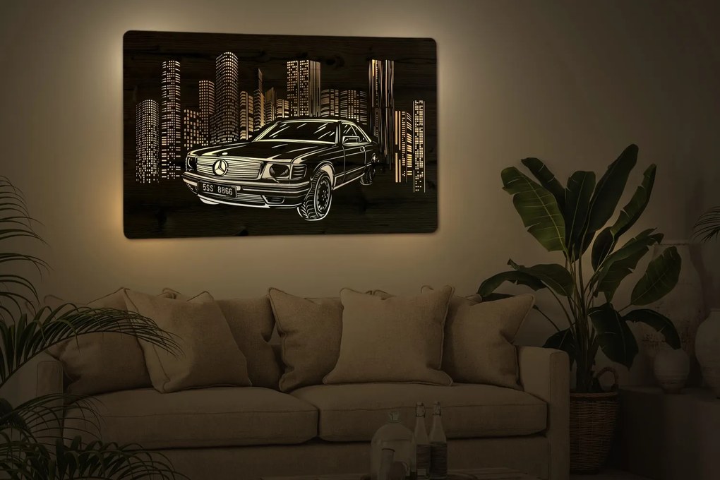 Li-Go "Mercedes Benz SLC" světelný obraz 230V 90x60 cm provedení povrchu: dub světlý