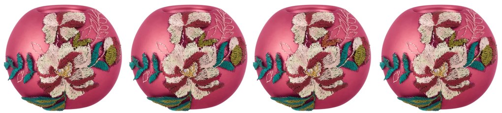 Sada 4s burgundy svícnů Embroider - Ø10*9cm