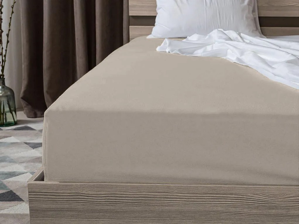 Bavlněné prostěradlo s gumou STANDARD 90 x 200 cm pískové