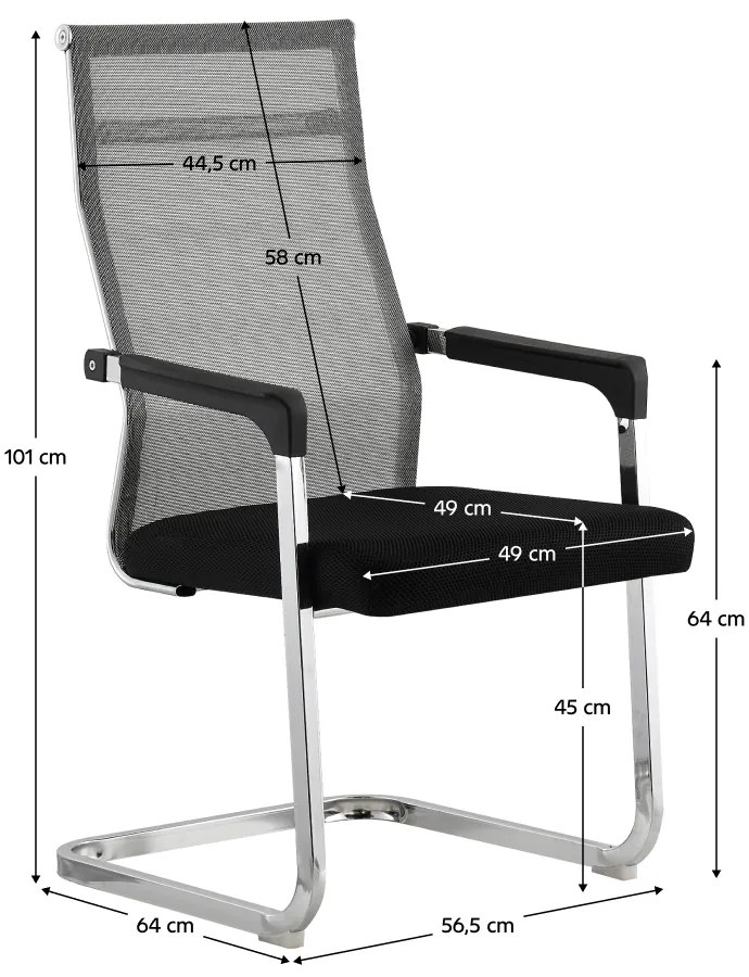 Kondela Zasedací židle, šedá/černá, RIMALA NEW