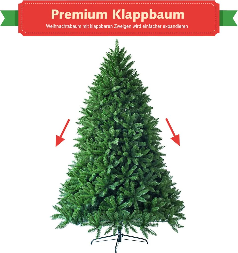 Costway 180 cm Umělý vánoční stromeček PVC jehly Umělý stromek