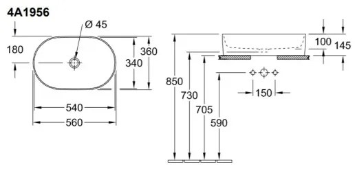 Villeroy & Boch 4A195601 - Umyvadlo na desku COLLARO 56x36 cm keramika/bílá