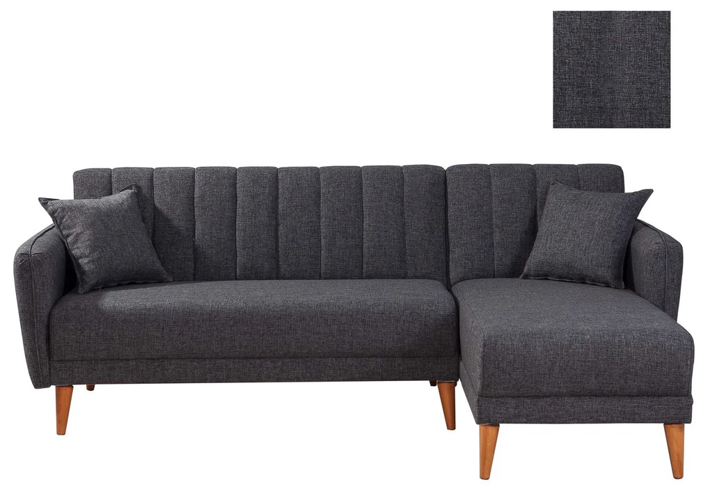 Atelier del sofa Rozkládací rohová pohovka AQUA tmavě šedá pravý roh 867UNQ1404