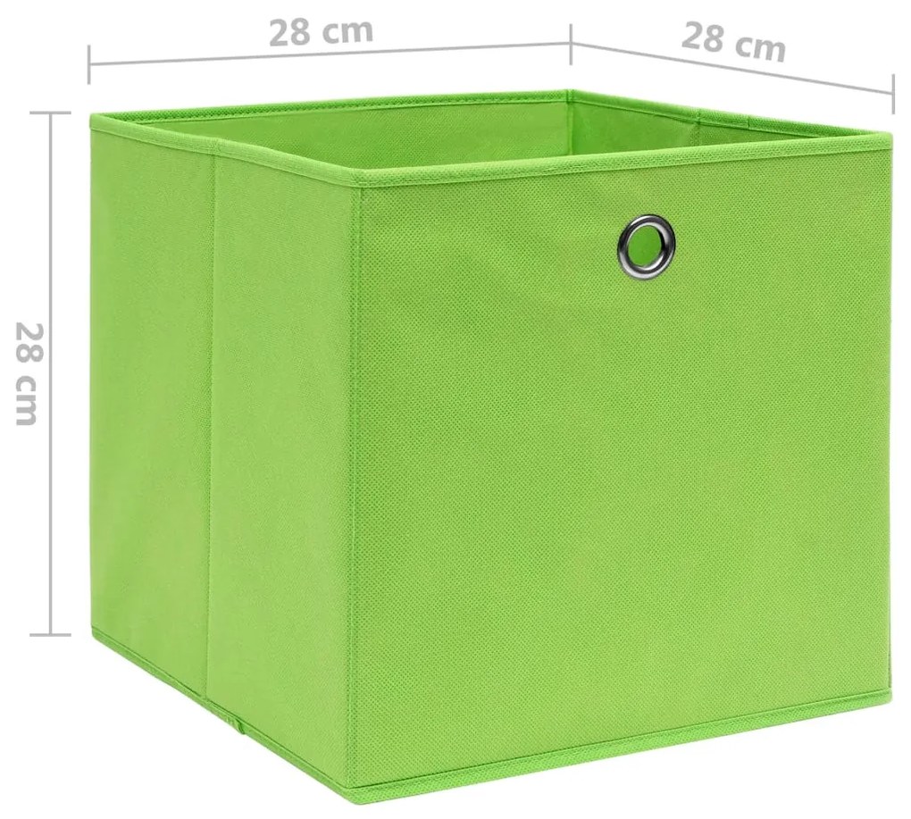 vidaXL Úložné boxy 4 ks netkaná textilie 28 x 28 x 28 cm zelené