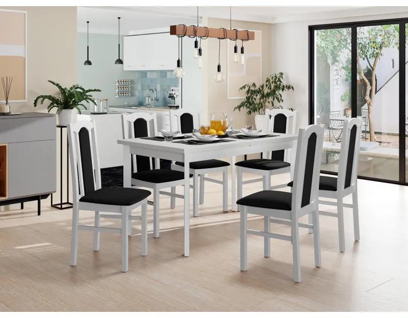 Rozkládací jídelní stůl se 6 židlemi AL08, Barva dřeva: ořech-L, Potah: Hygge D91