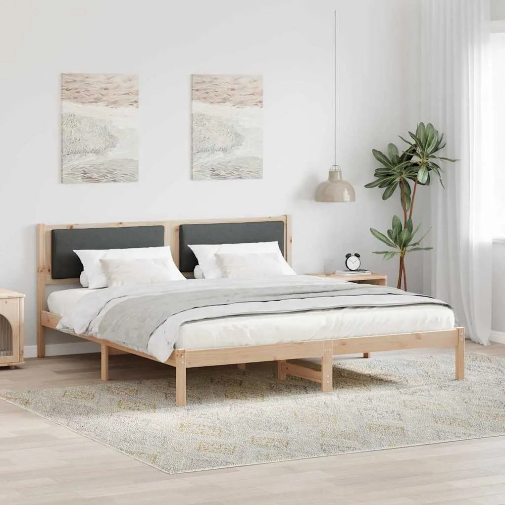Rám postele s čelo Tmavě šedá 200 x 200 cm Masivní borové dřevo 3394229