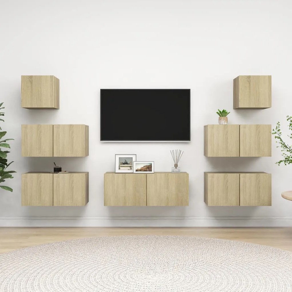 7dílný set TV skříněk dub sonoma kompozitní dřevo 3079027