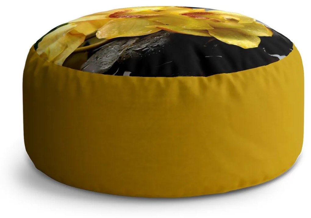Sablio Taburet Circle Žluté orchideje: 38x48 cm
